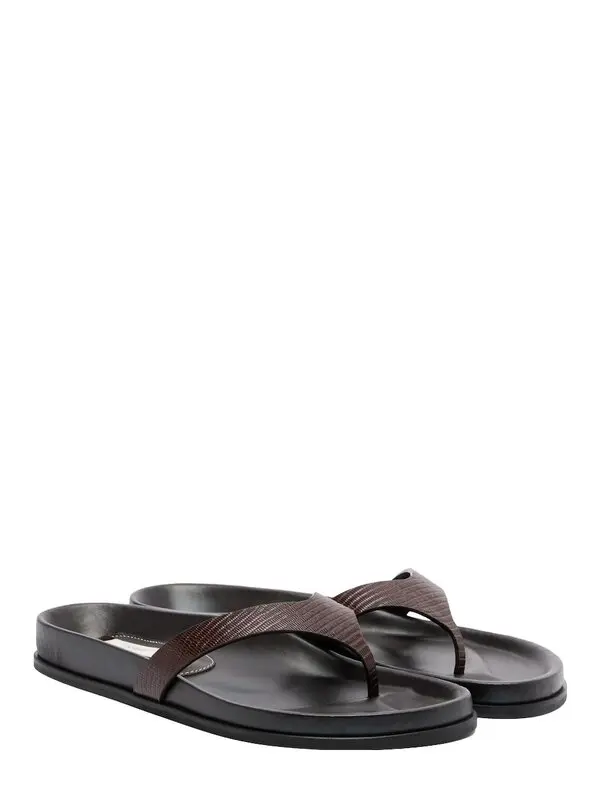 TOTEME Leather Thong Sandals - Brown