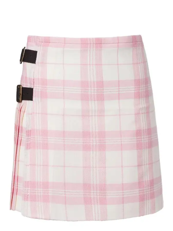 VIVIENNE WESTWOOD Plaid Belted Wool-blend Miniskirt - Pink