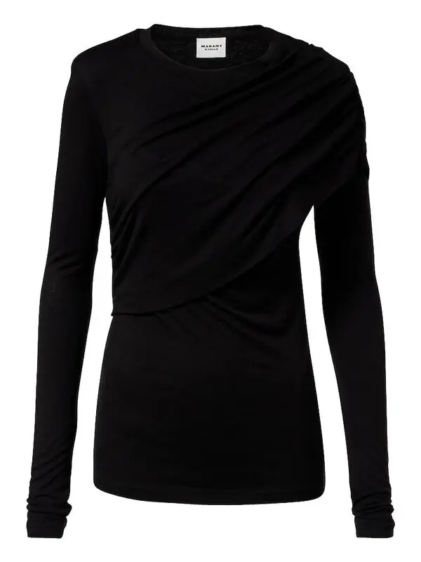 MARANT ETOILE Draped Jersey Top - Black