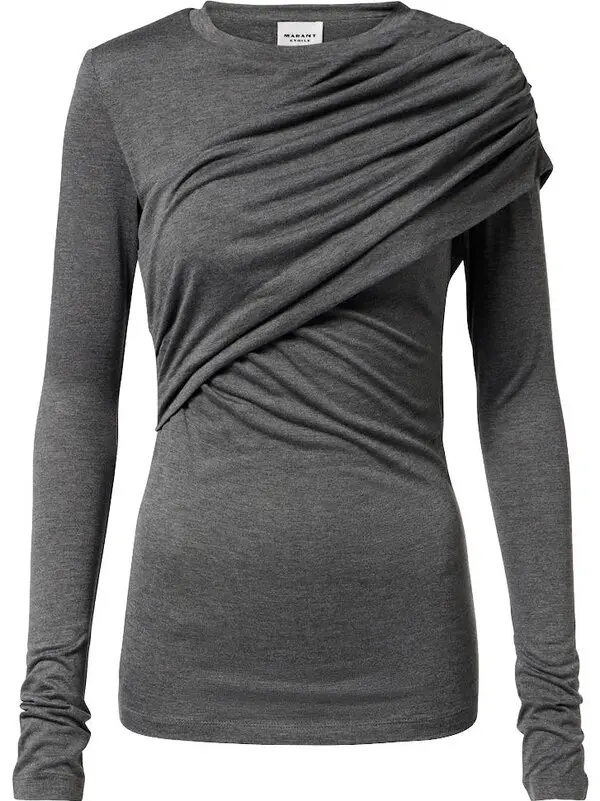 MARANT ETOILE Draped Jersey Top - Grey