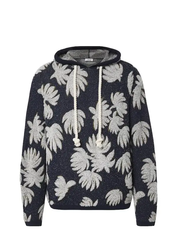Commas Name Jacquard Terry Hoodie - Blue