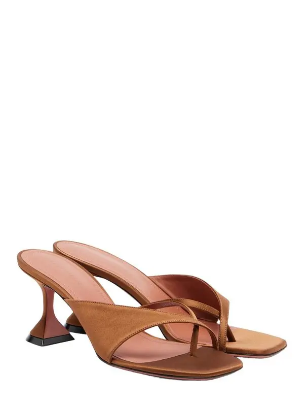 Amina Muaddi Shiona Satin Sandals - Brown