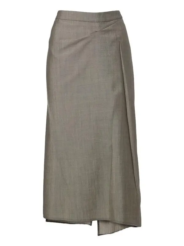 Victoria Beckham Draped Wool And Mohair Midi Skirt - Grey