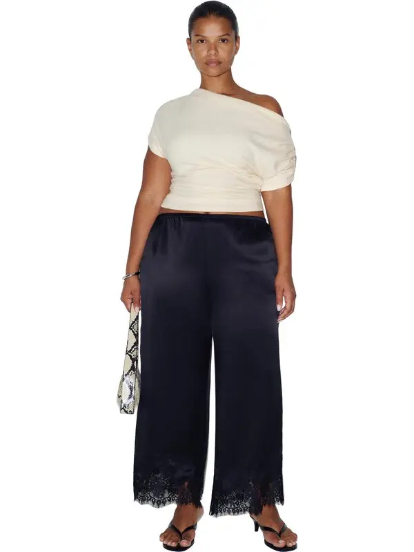 REFORMATION Carolina Silk Pant Es - Black
