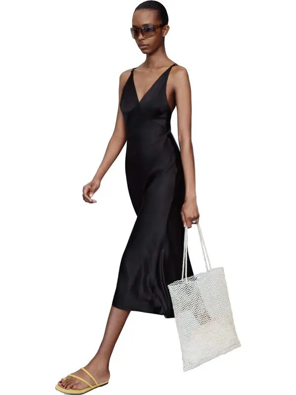 REFORMATION Anaya Silk Midi Dress - Black