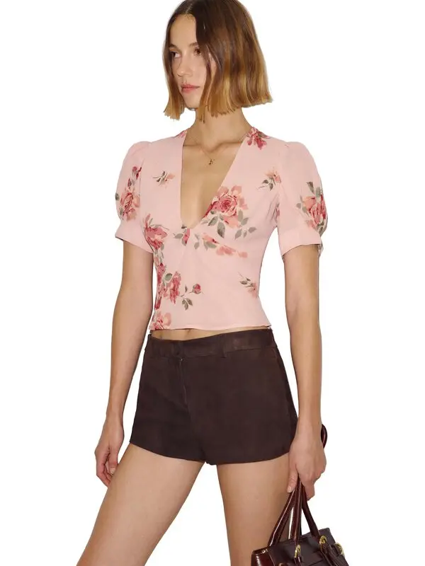 REFORMATION Akaia Puff Sleeve Top - Pink