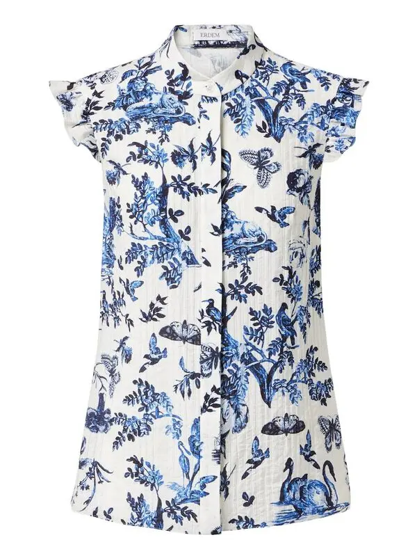 Erdem Floral Jacquard Top - Blue