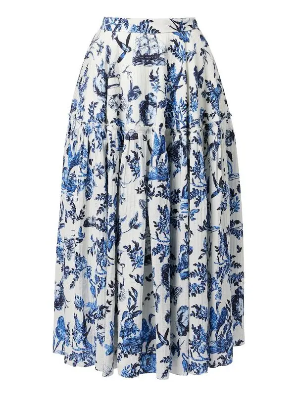 Erdem Floral Midi Skirt - Blue