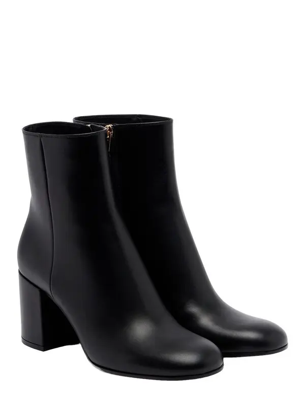 GIANVITO ROSSI Joelle Leather Ankle Boots - Black
