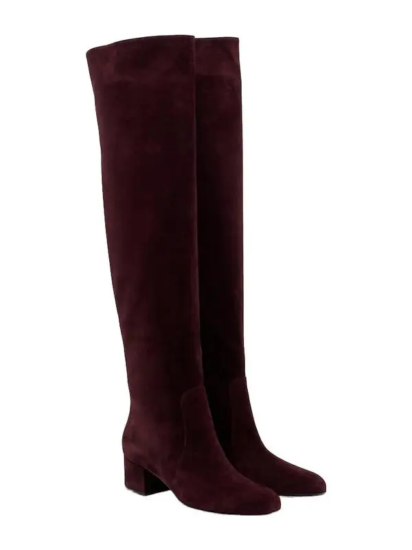 GIANVITO ROSSI Suede Knee-high Boots - Burgundy