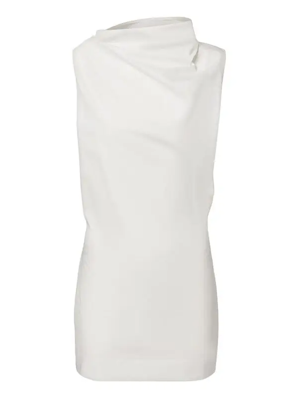 Khaite Astor Draped Cotton Poplin Minidress - White