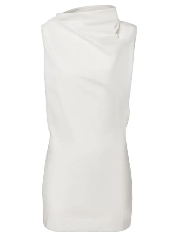 Khaite Astor Draped Cotton Poplin Minidress - White