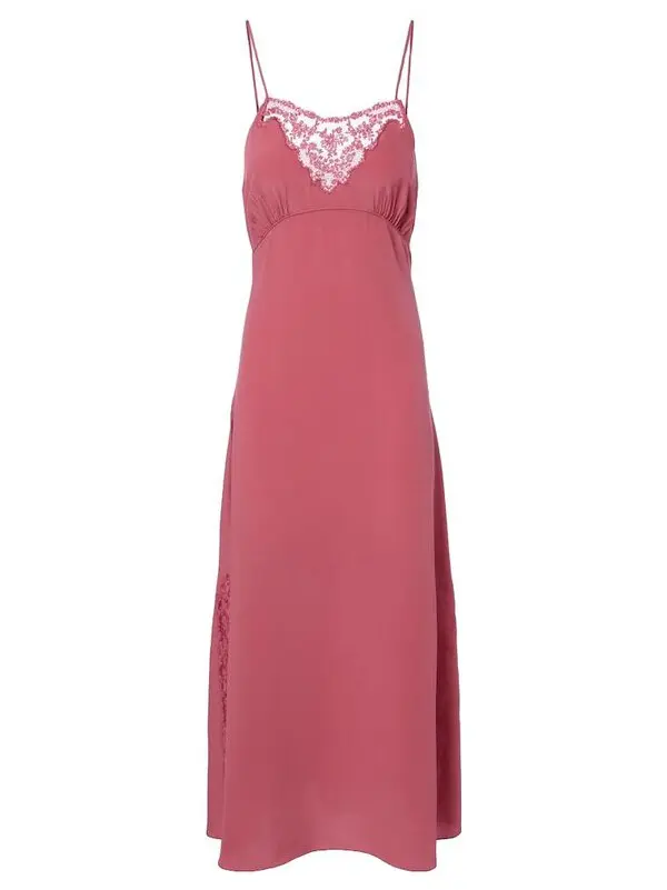 Chloé Lace-trimmed Silk Slip Dress - Pink