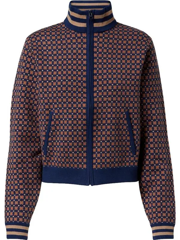 The Upside Lumiere Margot Geometric Print Zip-up Sweater - Blue