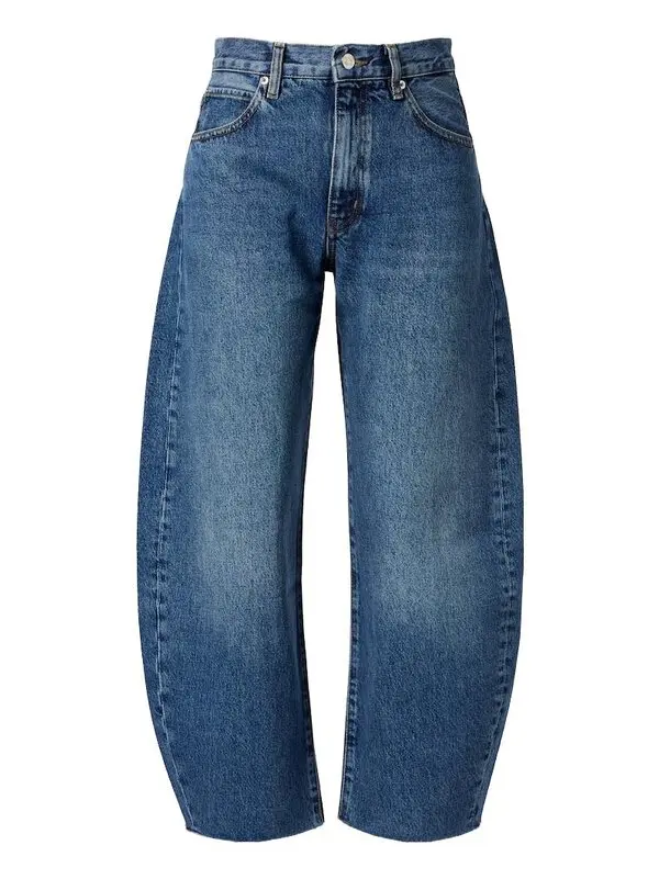 FRAME Bubble Crop Barrel-leg Jeans In Westbury - Blue