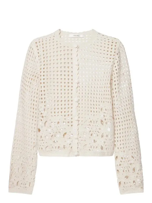FRAME Crochet Cotton Cardigan - White