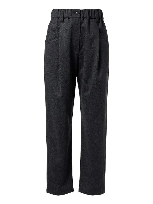 Brunello Cucinelli Wool Straight Leg Trousers - Grey