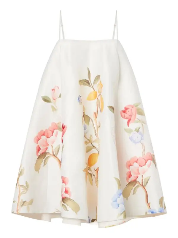 LEO LIN Floral Linen-blend Minidress - White