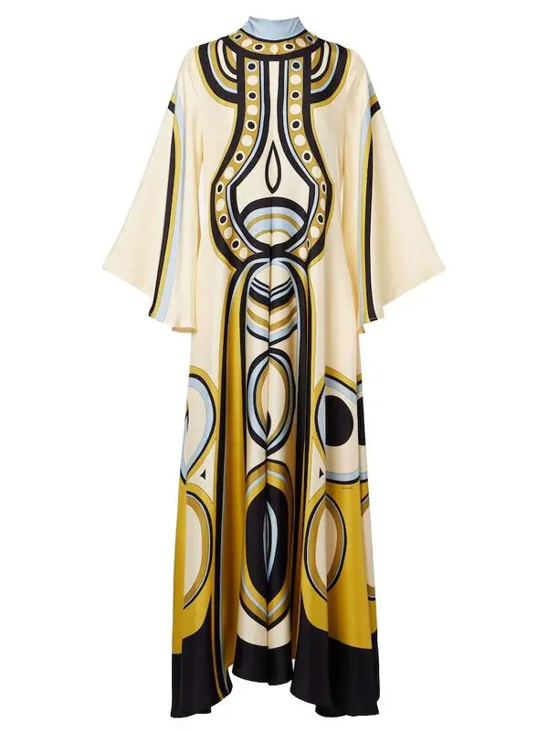 La DoubleJ Magnifico Printed Silk Twill Maxi Dress - Yellow