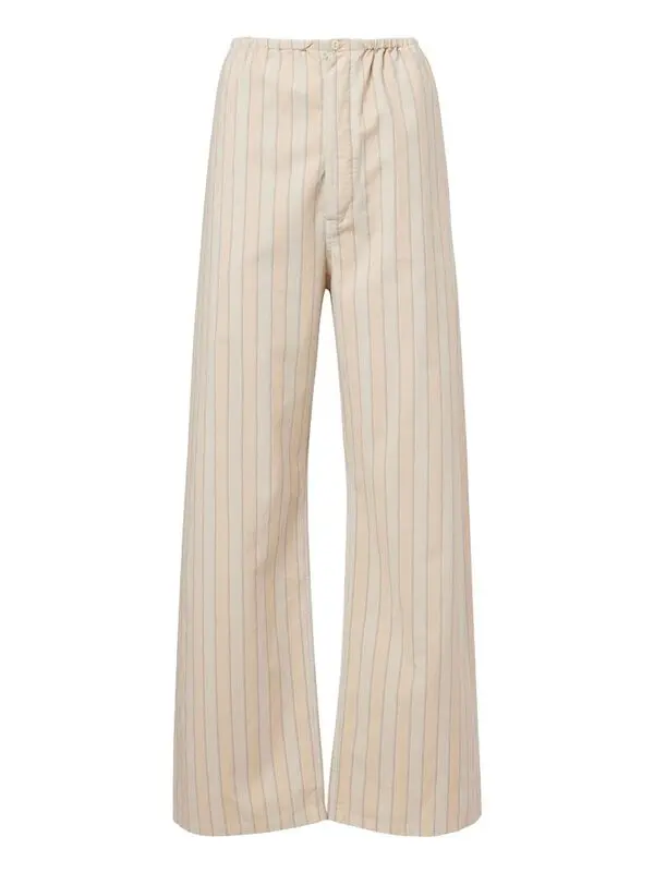 MAISON MARGIELA Striped Cotton Wide-leg Pants - Beige