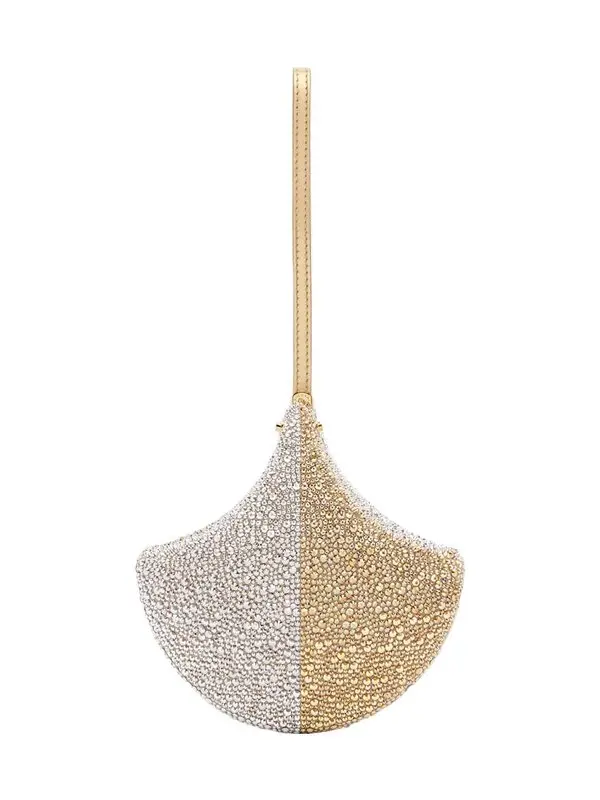 BVLGARI Ginkgo Crystal-embellished Suede Clutch - Gold