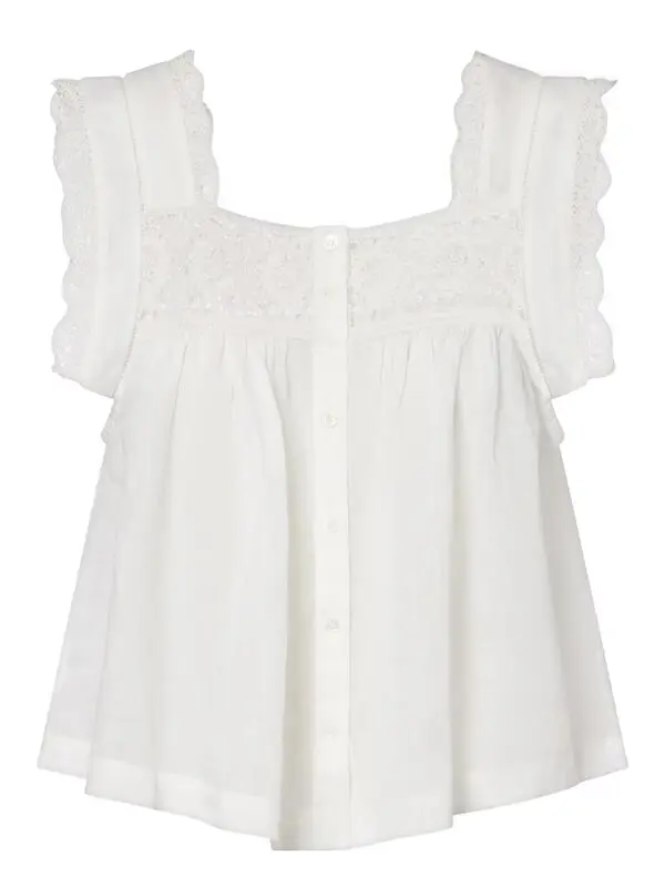 Citizens Of Humanity Mia Lace-trimmed Ramie Top - White