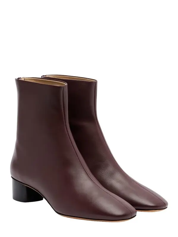 Le Monde Beryl Carole Leather Ankle Boots - Burgundy
