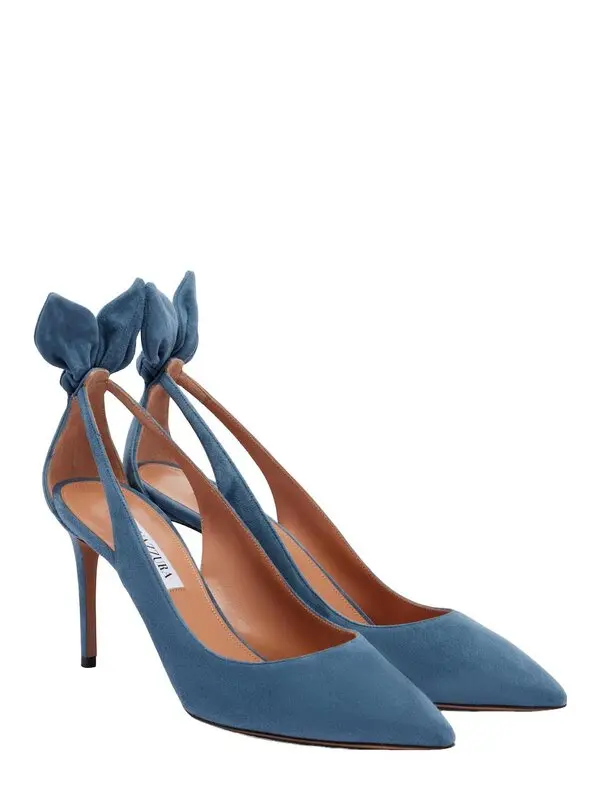 AQUAZZURA Bow Tie Suede Pumps - Blue