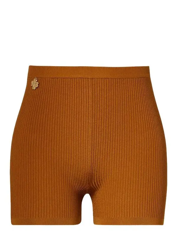 Saint Laurent Ribbed-knit Shorts - Brown