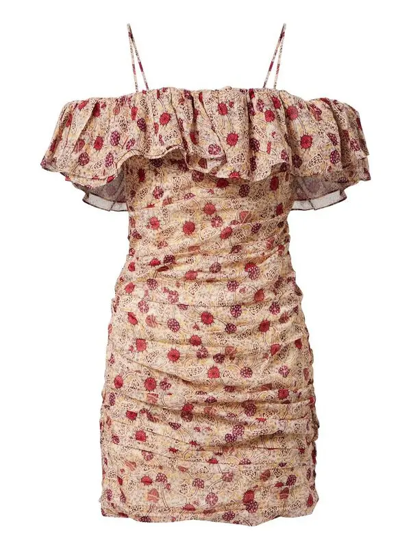 MARANT ETOILE Davilia Off-shoulder Ruched Minidress - Red