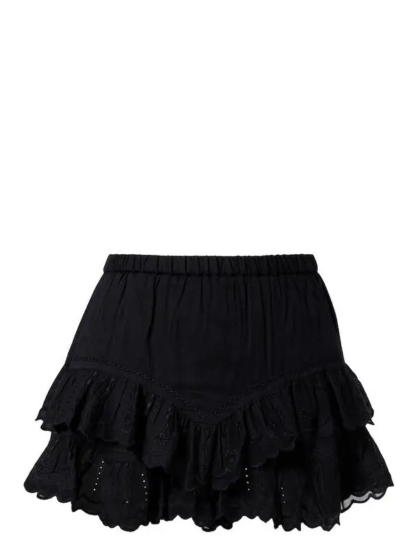 MARANT ETOILE Broderie Anglaise Cotton Shorts - Black