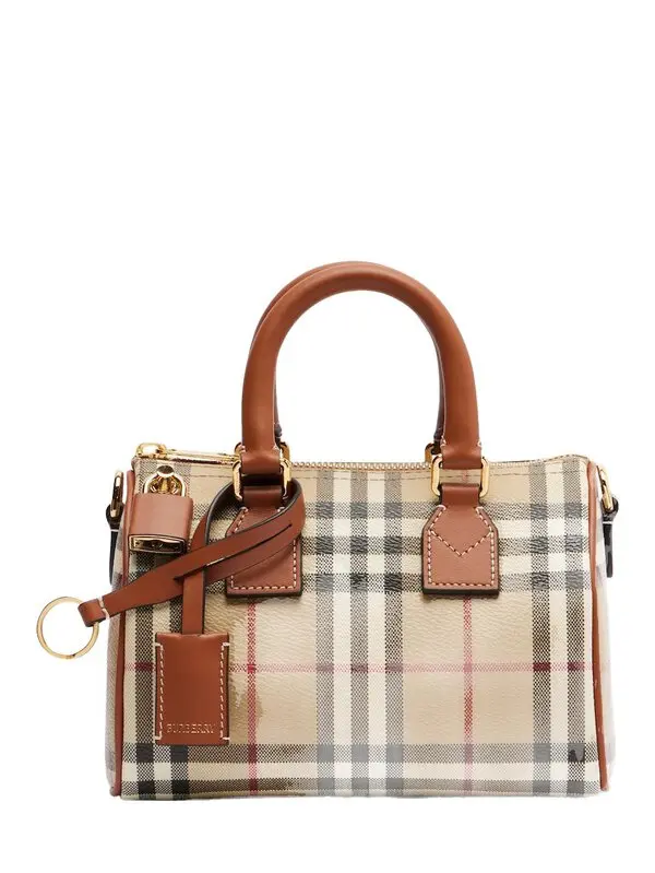 Burberry Check Leather-trimmed Bowling Bag - Beige