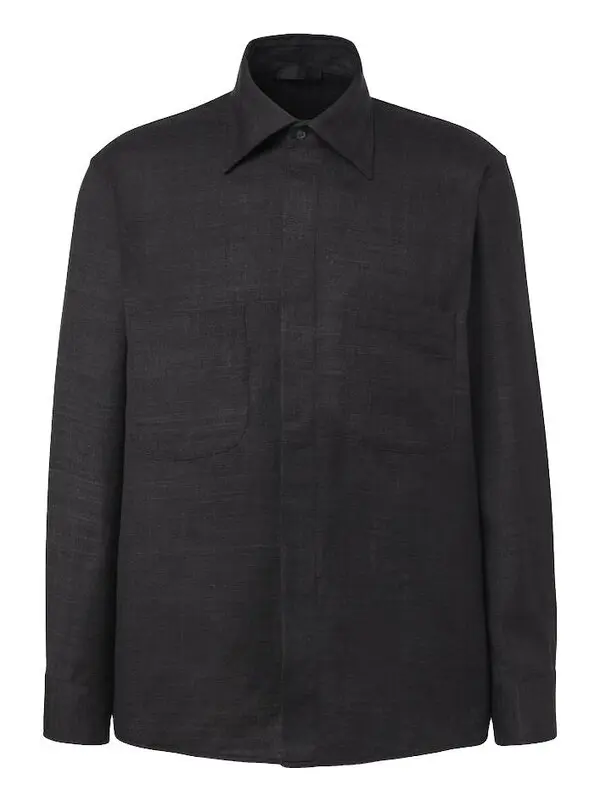 SAMAN AMEL Regis Silk Shirt Jacket - Black