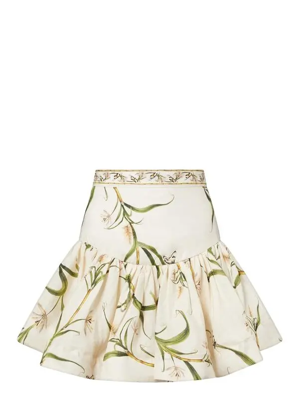 Agua Bendita Printed Linen Mini Skirt - White