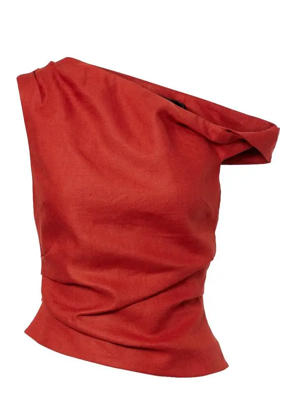 SIR. Asymmetric Linen Top - Red
