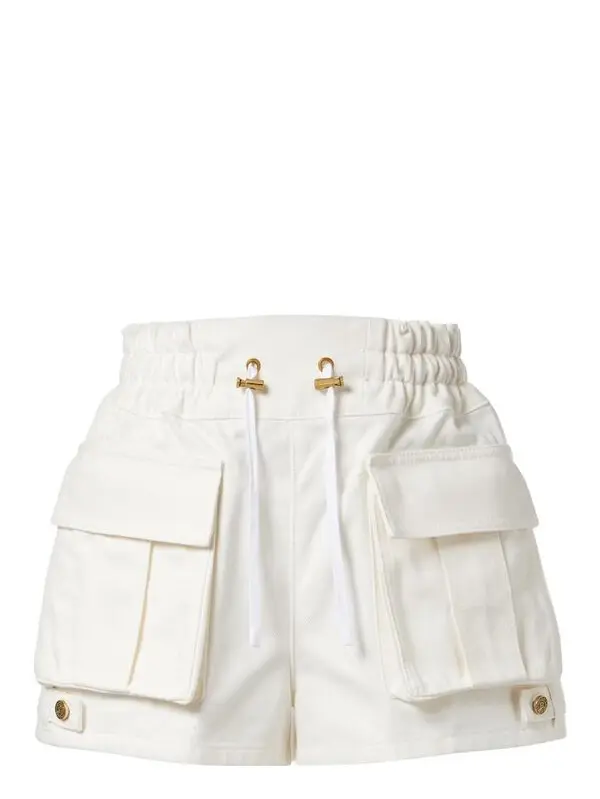 Balmain Cargo Shorts In Blanc Casse - White