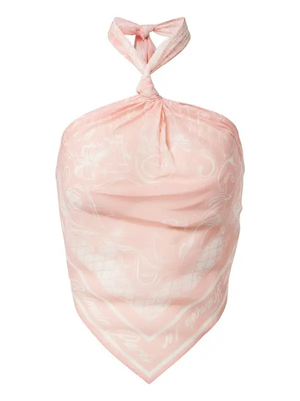 Balmain Printed Halterneck Silk Top - Pink