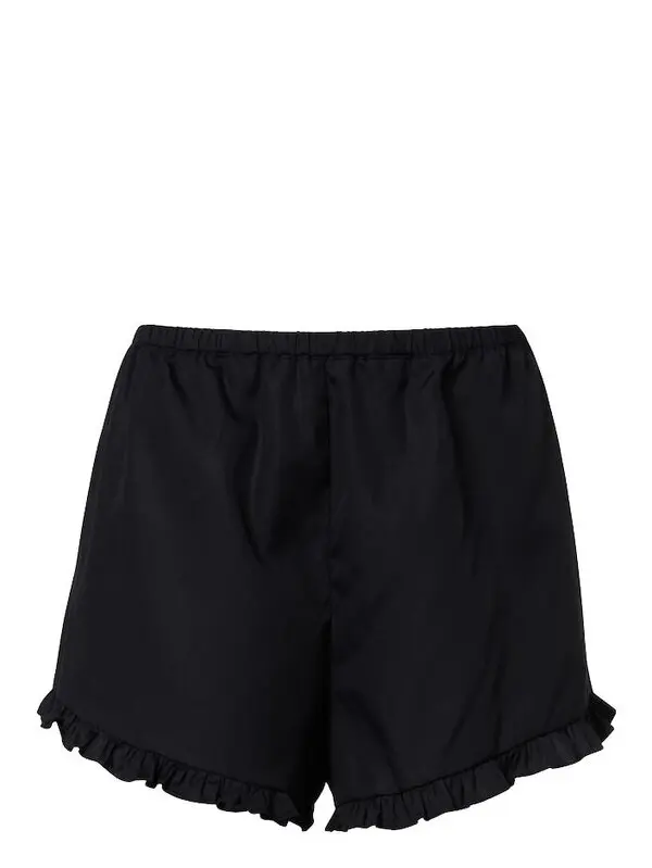 Hunza G Cotton Poplin Frill Shorts - Black