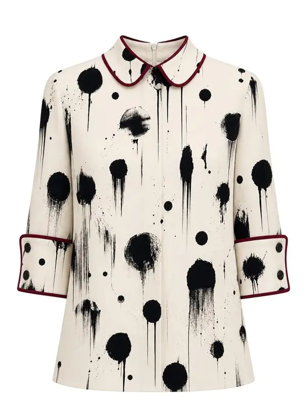 JULIA ALLERT Ivory Polka Dot Blouse With Cuffs – Capsule Edition - White