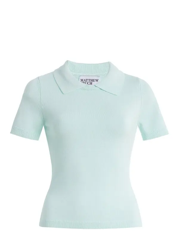 Matthew Bruch Collared Knit T-shirt - Light Blue