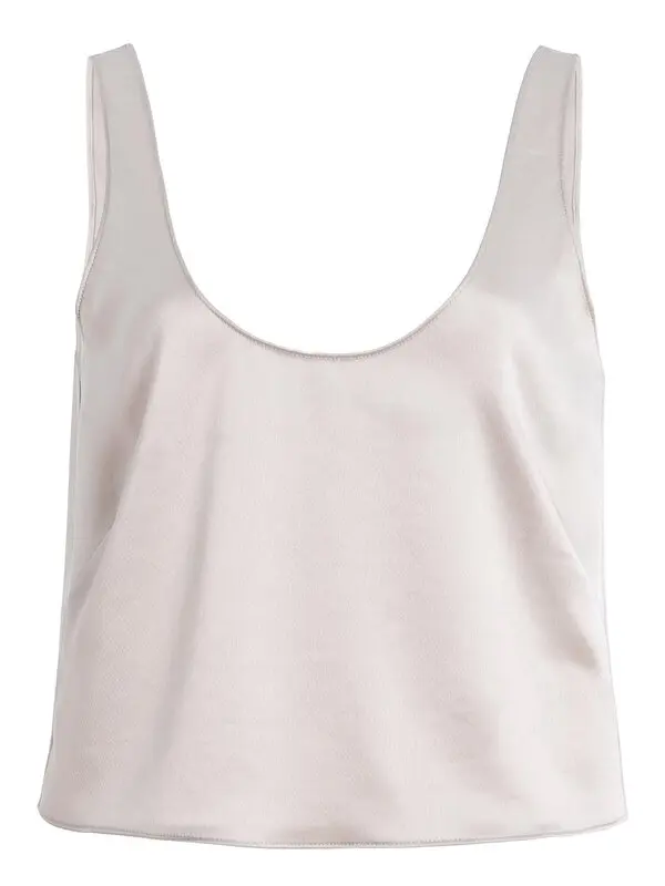LESET Scoop Neck Satin Tank Top With Wide Straps - Grey