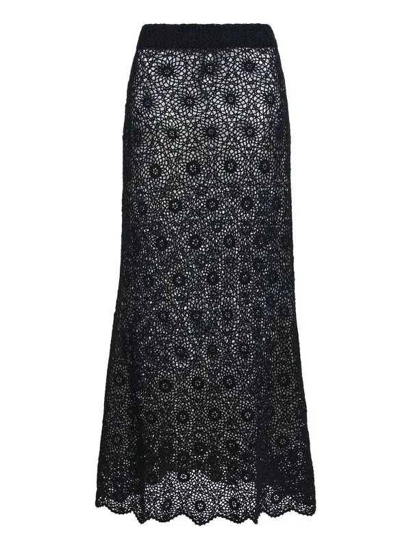 NILI LOTAN Nika Crochet Cotton Maxi Skirt - Black