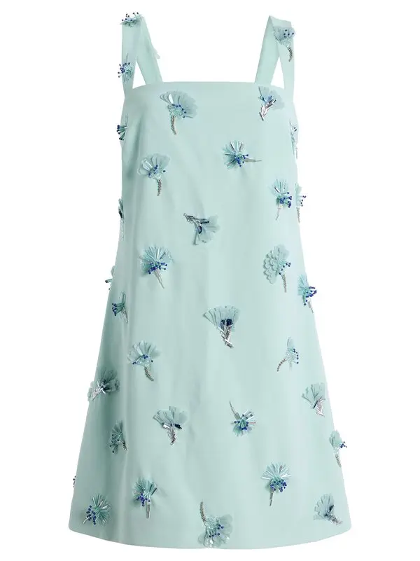 Simkhai Ella Embellished Crepe Mini Dress - Blue