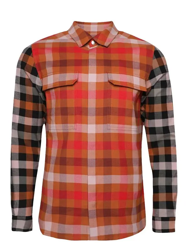 Rick Owens Plaid Long Sleeve Shirt - Black