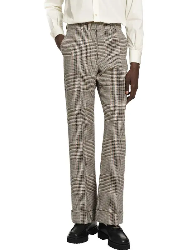 Valentino Garavani Glen Plaid Check Wool Trousers - Beige