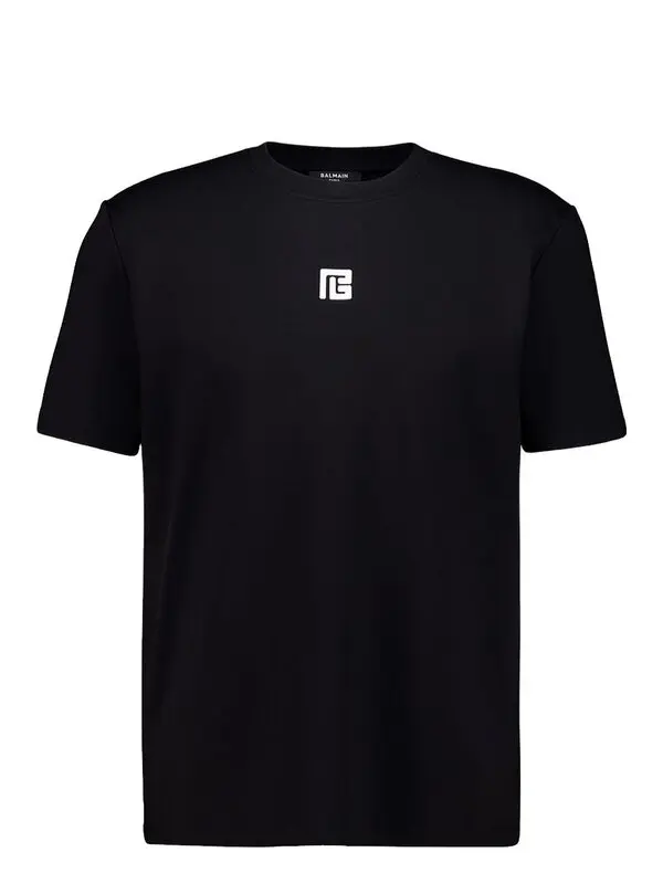 Balmain Embroidered Pb Logo T-shirt - Black