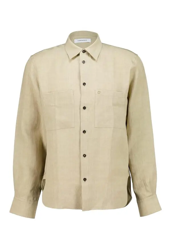 FERRAGAMO Stone Pure Linen Shirt - Beige