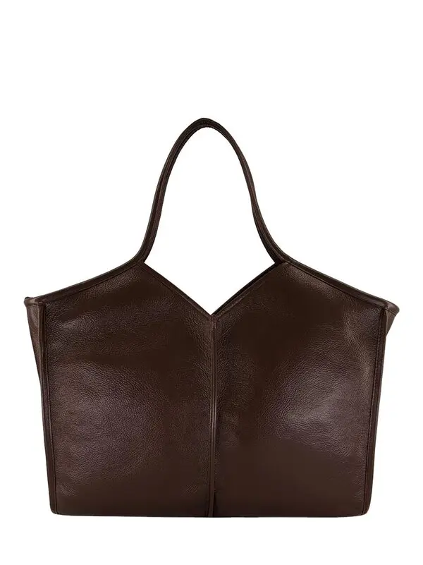 Hereu Calella Squared Medium Grainy Leather Tote Bag - Brown