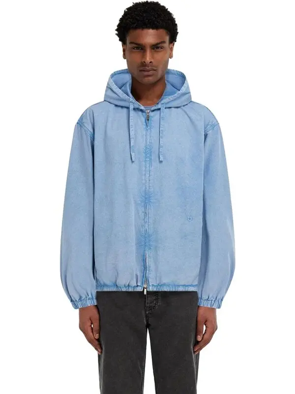 FERRAGAMO Washed Denim Blouson Jacket - Blue