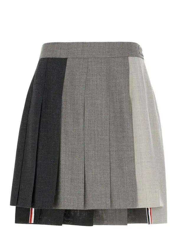 Thom Browne Pleated Skirt With Colorblock Detail - Multicolor